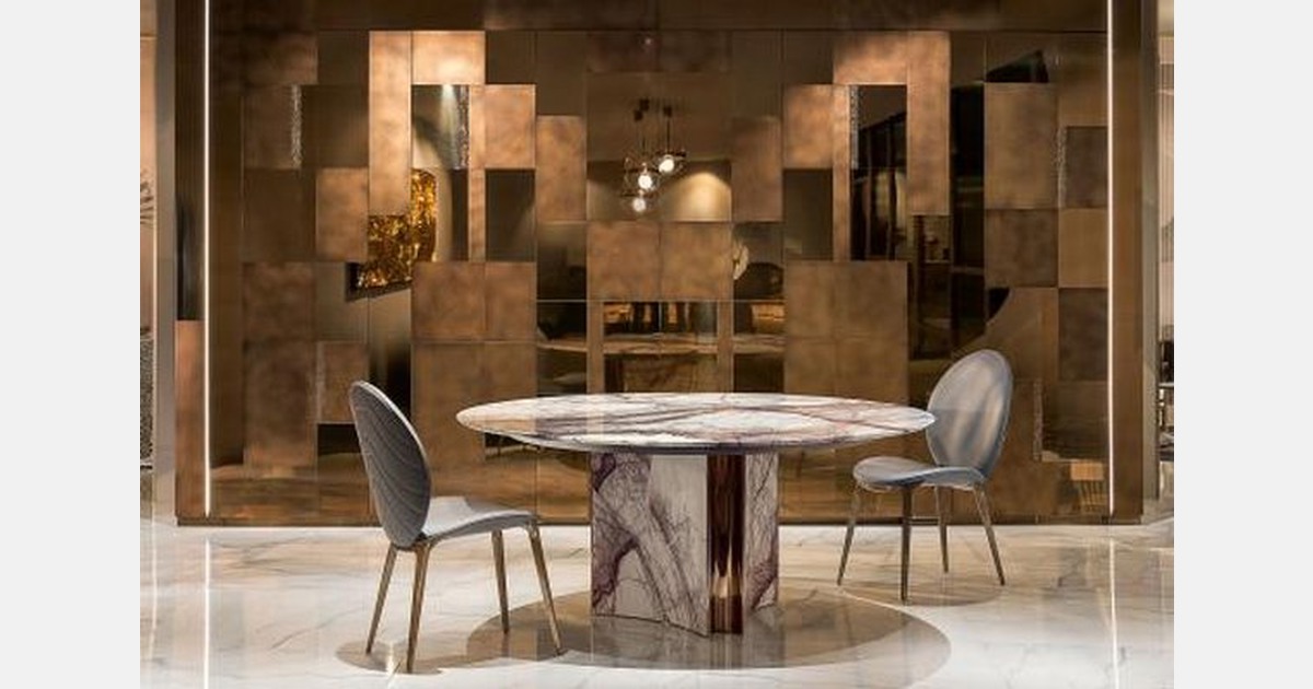 Visionnaire introduces marble dining table with built-in Lazy Susan