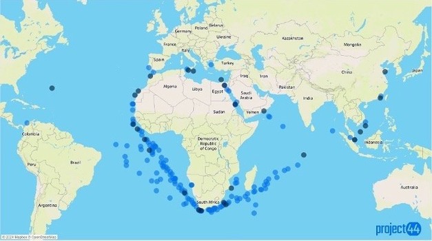 An overview of the container ships affected by the conflict in the Red Sea
