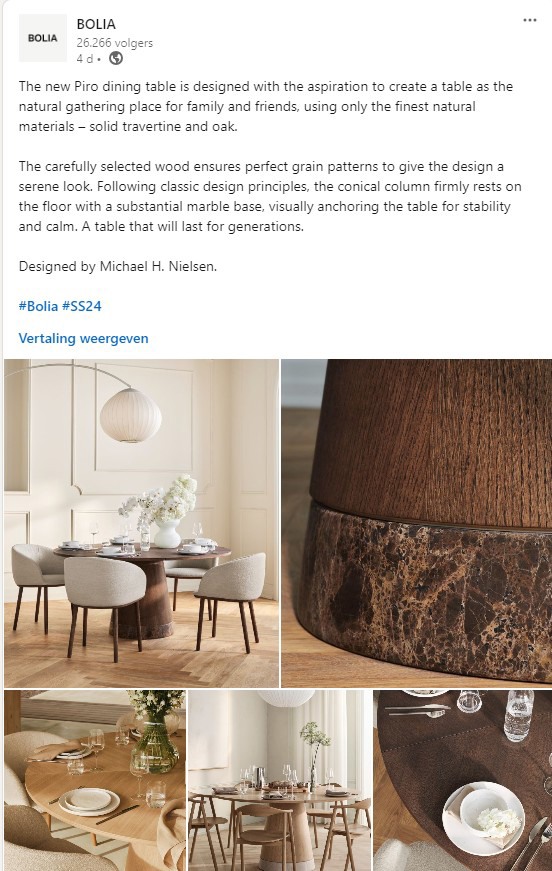 Bolia: 'The new Piro dining table is designed for a place for family ...