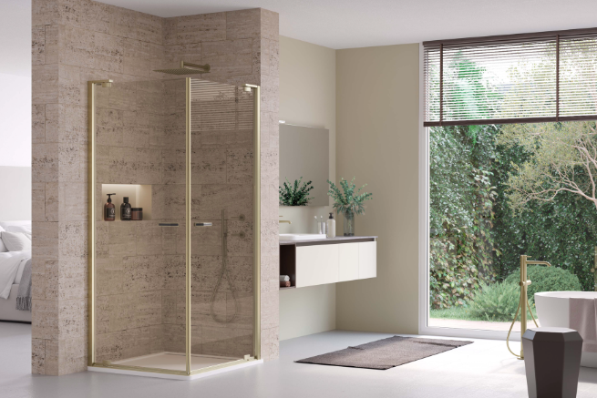 Duka brings a new glow to the bathroom with Bronze glass